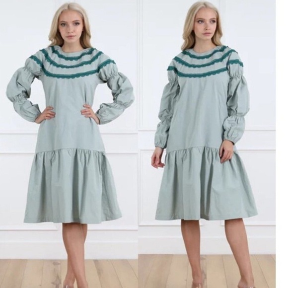 Udel Ny | Dresses | Udel New York Structured Midi Dress Women M Green ...